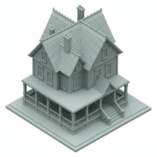 🏠 Victorian Farmhouse Manor House Terrain 3D Printable STL・ STL File ...
