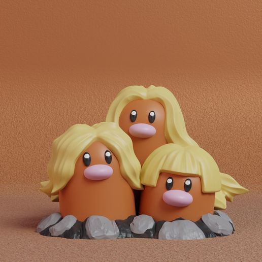 🐉 Pokemon - Diglett and Dugtrio All Forms・ STL File for ・Cults