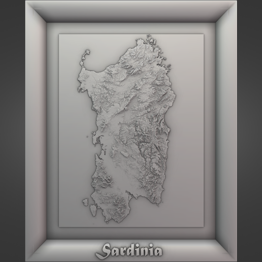 🏞 Sardinia in the Mediterranean Sea 3D Relief・ STL File for 3D printing ...