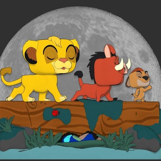 🦁 Simba, Timon & Pumba Diorama – The Lion King – Funko Pop 3D STL・ 3D ...