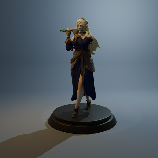 ♀️ Female Elf Bard・ STL File for 3D printing・Cults
