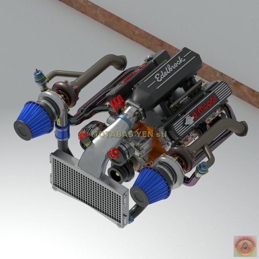 💭 DODGE MOPAR 440 MAGNUM TWIN TURBO - ENGINE・ STL File for 3D printing ...
