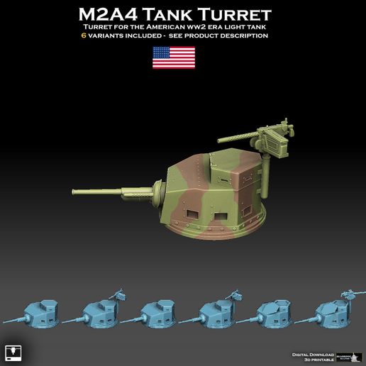 🪖 M2A4 Tank Turret・ 3D File for ・Cults