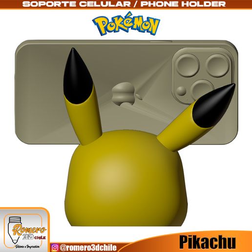 🐉 Pokemon Pikachu Cell Phone Holder / Phone Holder・ STL File for 3D ...