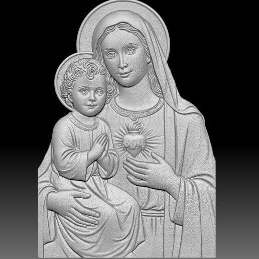 👶 Mary and Baby Jesus Relief 3D print model・ STL File for 3D printing・Cults