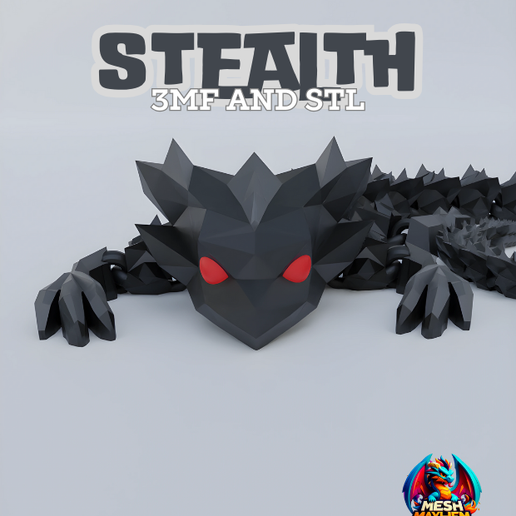 🐉 Articulated Dragon Stealth・ STL File for 3D printing・Cults