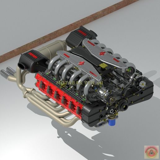💭 FERRARI 512 TR - ENGINE・ STL File for 3D printing・Cults