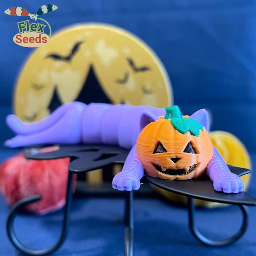 🎃 Flexi Pumpkin Cat Mark-Ⅱ – Articulated Halloween Cat Desk Toy STL ...