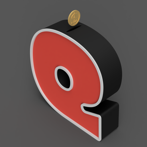 💰 3D Alphabet Letter (Q) Money Bank・ STL File for 3D printing・Cults