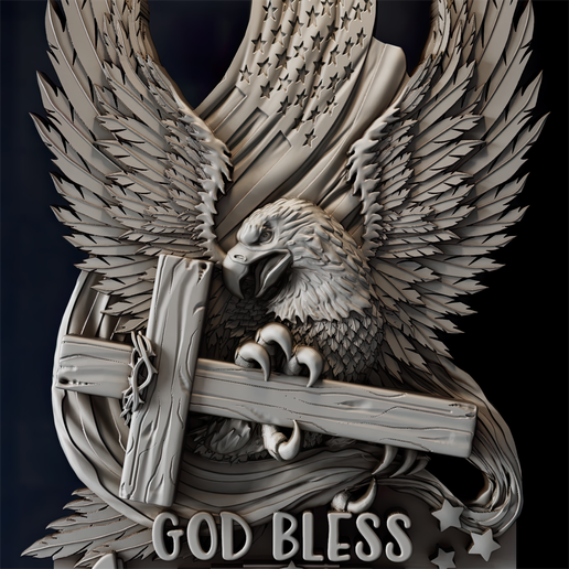 🦅 CNC Eagle Relief STL – God Bless America – Patriotic Wood Carving ...