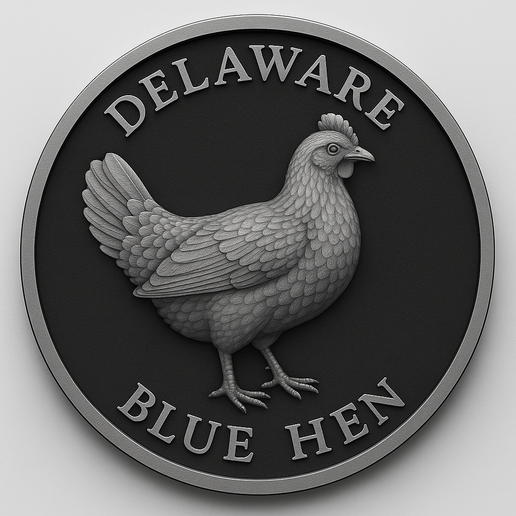 🐦 deleware state bird blue hen coin token wall art・ STL File for 3D ...