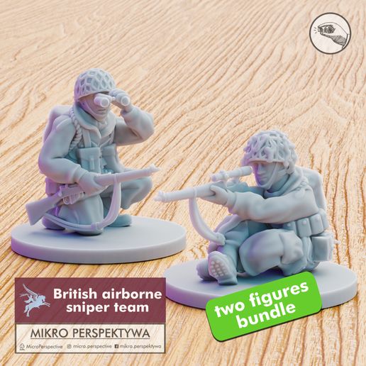 🔫 BRITISH AIRBORNE SNIPER TEAM 28MM PRESUPPORTED・Archivo STL para ...