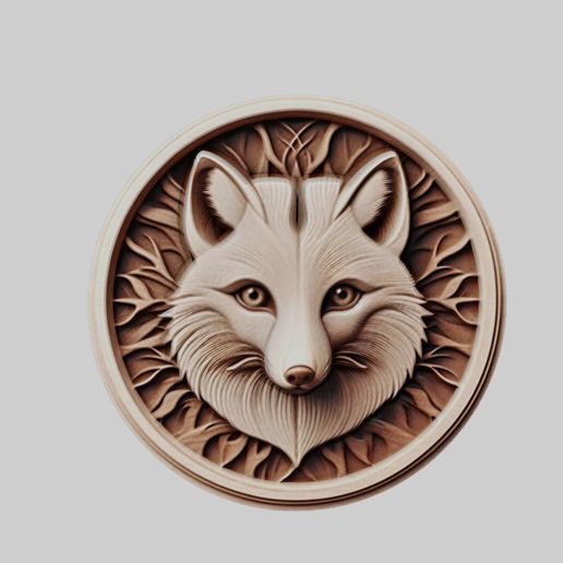 Archivo 3D Arctic fox Animal Head Arctic fox Animal Medallion for CNC ...