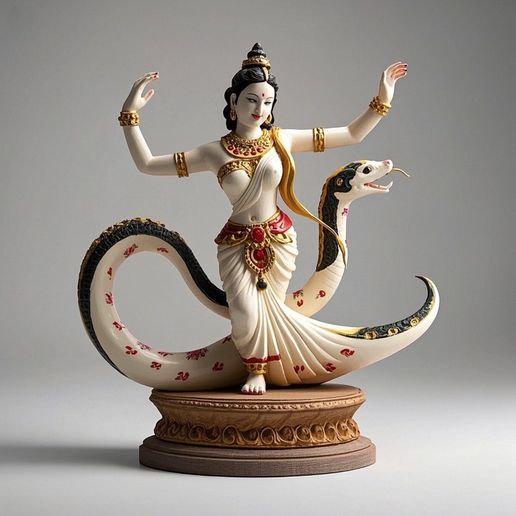 🎨 1542 Color 3D Model of a Dancing Snake Woman in Indian Style, magic ...
