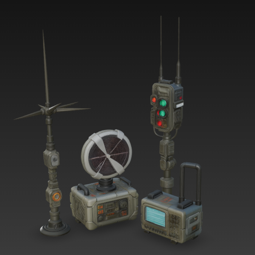 🆓 FREE - GROUND SIGNAL REPEATER - Sci-Fi Radar Prop - STL + OBJ (4K PBR ...