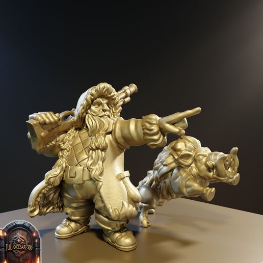 🐗 Dwarf gunslinger and wild boar - DnD・Archivo STL para Impresión 3D・Cults