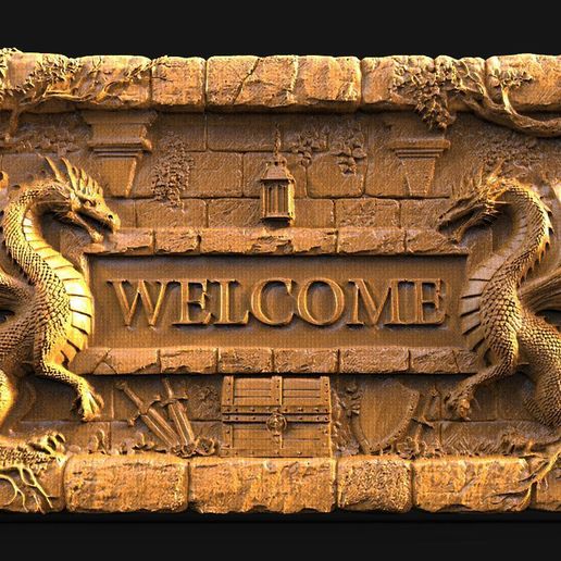 🐉 Dragon Welcome Sign・ STL File for 3D printing and CNC machining ...