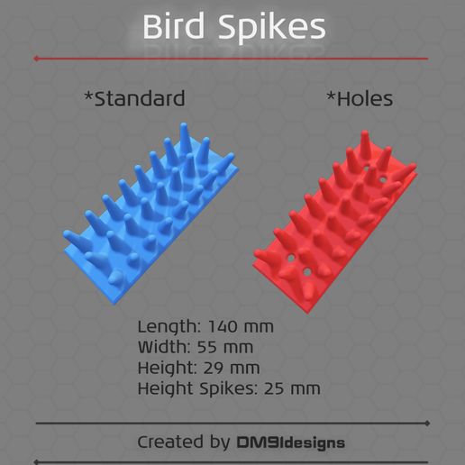 🐦 Bird Spikes (Harmless)・Free 3MF File for 3D printing・Cults