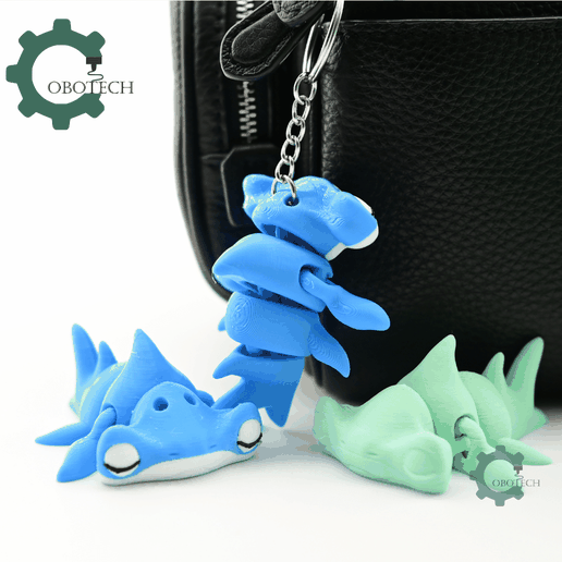 😪 Cobotech Sleepy Hammerhead Shark Articulated Keychain - Cute Backpack ...