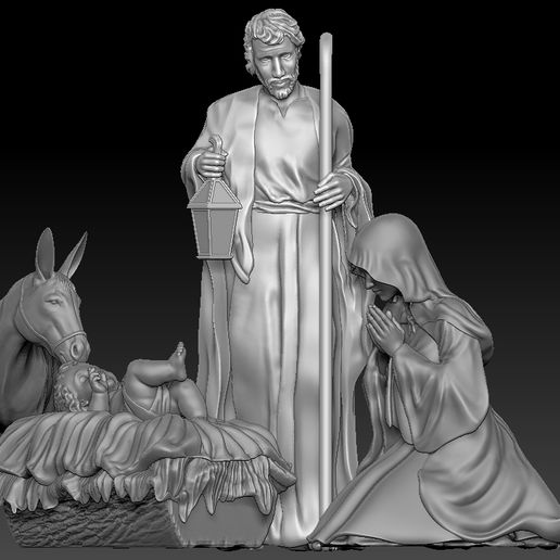 STL file Nativity Crib figures 3D print model HOLY FAMILY STATUE 🎄 (OBJ ...