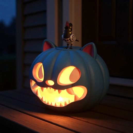 derpy cat pumpkin stencil