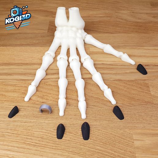 💀 Print in Place Fully Articulated Skeleton Hand・ STL File for 3D ...