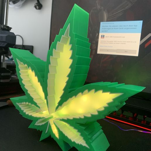 3D printed Weed Led Logo • made with Anycubic Vyper・Cults