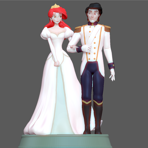 STL file ARIEL LITTLE MERMAID WITH PRINCE ERIC WEDDING DISNEY ANIMATION ...