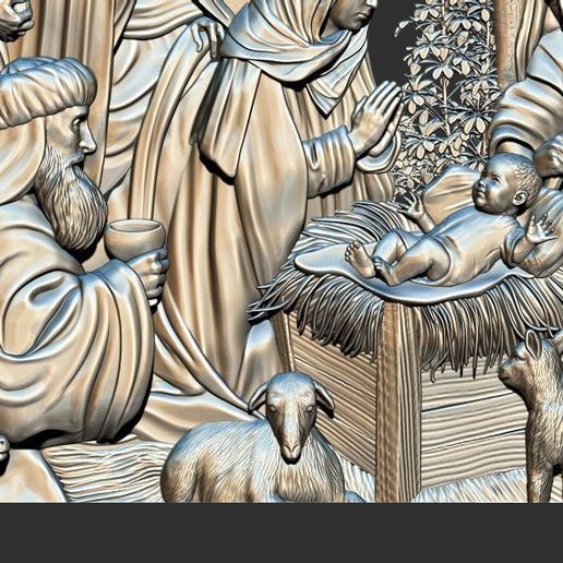 🎄 Christmas nativity Birth of Jesus 3d relief model cnc・ 3D File for 3D ...