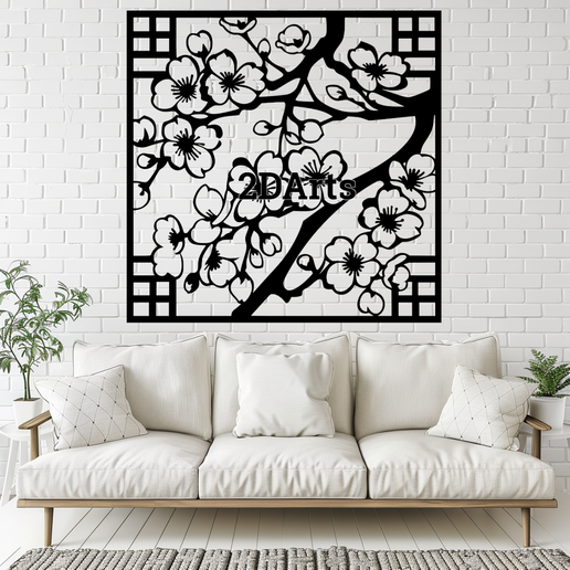 🍒 Cherry Blossom 2D Wall Art/Window Art - Digital STL & SVG File for 3D ...