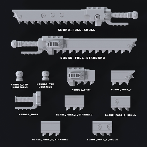 3D 文件 Chainsword - Space Marine 2 Titus 🛰 ・可下载 3D 打印模型・Cults