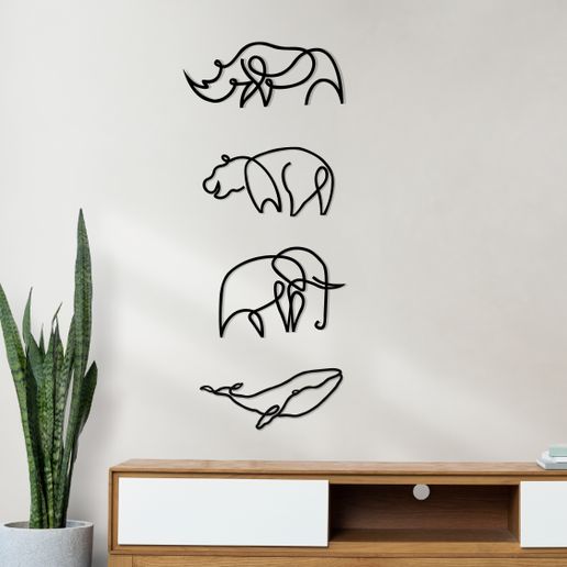 🎨 Linear Animal Art - Set of Minimalist Paintings for Modern Decoration ...