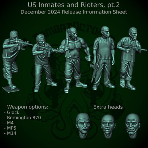 3D file Patreon pack 40 - December 2024 - US Inmates and rioters pt2 ♟ ...