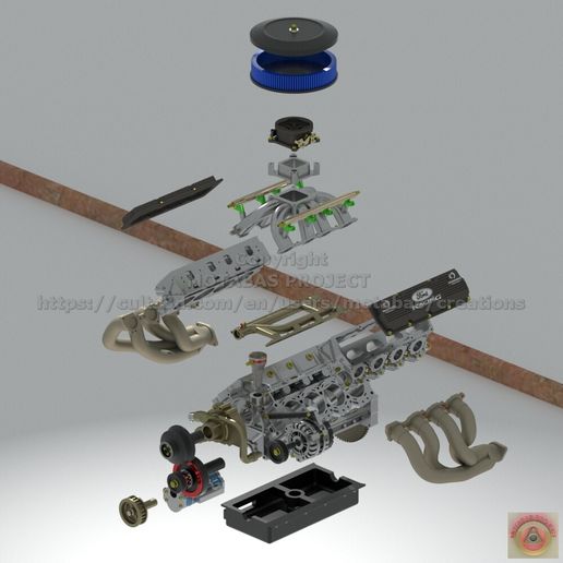 🚙 FORD FR9 EFI V8 NASCAR 358ci - ENGINE・ STL File for 3D printing・Cults