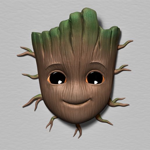 👤 Groot Wall Bust - Marvel 3D Wall Sculpt | Baby Groot fan art | Wall ...