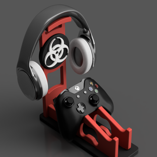 STL file Biohazard Dual Controller & Headset Stand ☣️ ・Model to ...