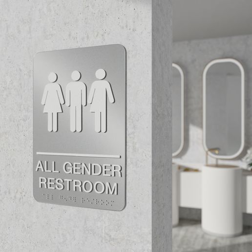 🏳️‍⚧️ Simple All Gender Bathroom Sign | All gender Inclusive Restroom ...