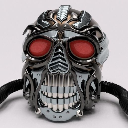 💀 Biomech Skull・ STL File for ・Cults