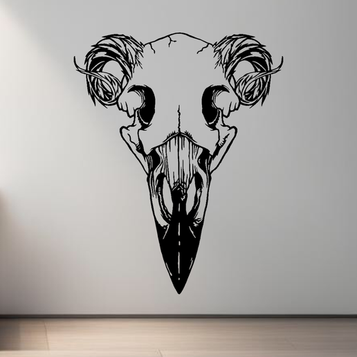 🐦 Raven skull halloween 2D wall art・ STL File for ・Cults