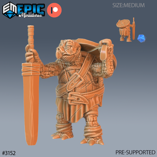 3D file Turtle Folk Tribe Warrior ‧ DnD Miniature ‧ Tabletop Miniatures ...