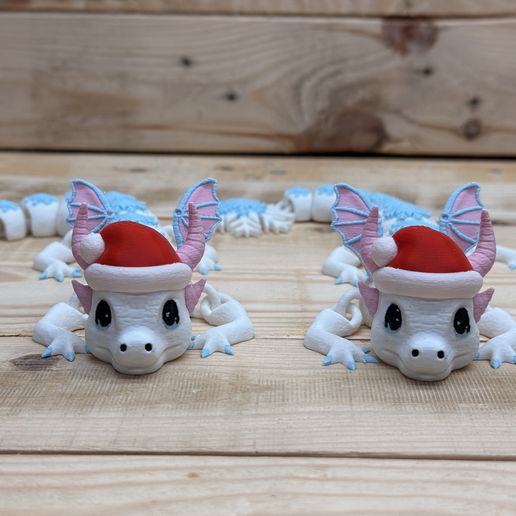 🌨️ Snow Dragon with Santa hat・ STL File for 3D printing・Cults