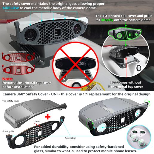 📷 LUBA 2, 2X, mini 2 - 360° camera safety cover - UNI・ STL File for 3D ...