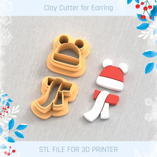 🎩 Hat and Scarf Christmas Polymer Clay Cutter・ 3D File for ・Cults