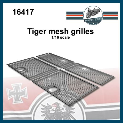 🐅 Panzer VI tiger mesh grilles 1/16 scale.・ STL File for 3D printing・Cults