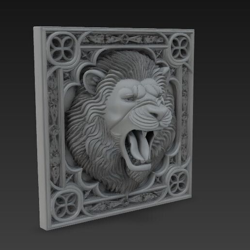 🦁 Lion Head Relief 3D Print File・ STL File for 3D printing・Cults