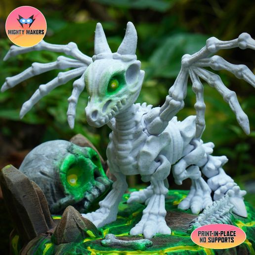 💀 PRINT IN PLACE FLEXI SKELETON DRAGON ARTICULATED・ STL File for 3D ...