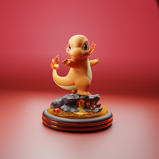 🐉 CHARMANDER POKEMON STATUE・ STL File for ・Cults