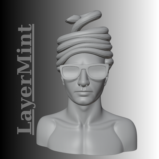 🐍 Snake Turban Bust with Sunglasses – Mythical Modern 3D Printable ...