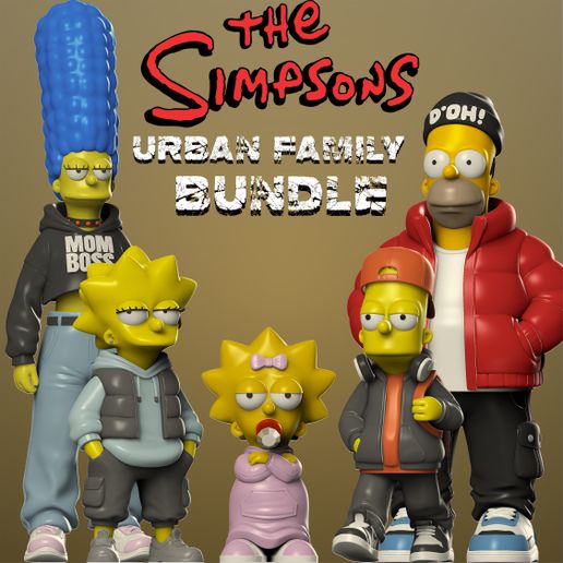 👪 THE SIMPSONS URBAN FAMILY - FULL BUNDLE・ 3D File for 3D printing・Cults