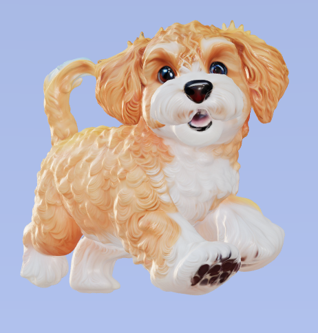 👾 Adorable Fluffy Goldendoodle Puppy 3D Model - STL, 3MF, OBJ ...